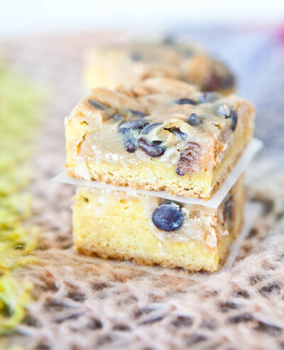 Coconut Peanut Butter Magic Cake Bars - Averie Cooks