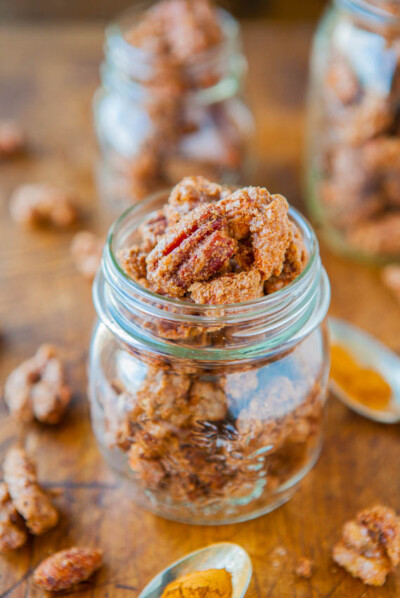 Sweet with Heat Cinnamon Sugar Candied Nuts - Averie Cooks
