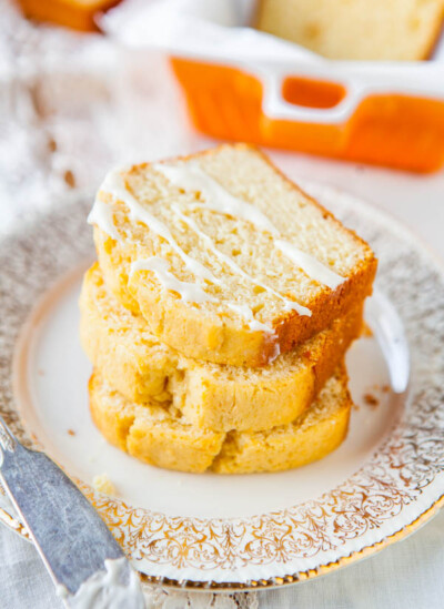 Glazed Mini Pound Cake Loaves (From Scratch!) - Averie Cooks