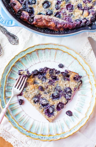 Quick & Easy Blueberry Dutch Baby Pancake - Averie Cooks