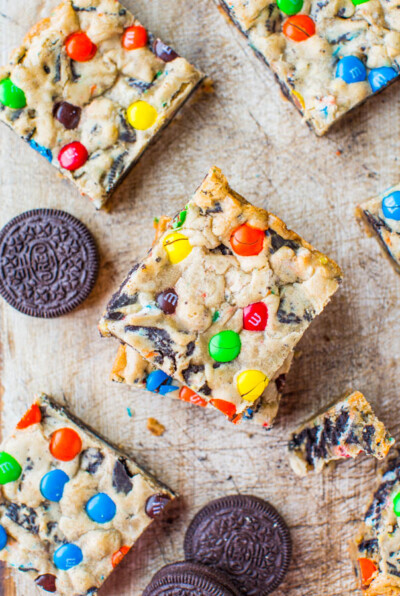 Loaded M&M's Oreo Bars Recipe - Averie Cooks