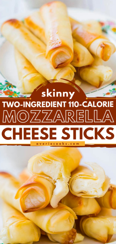 Skinny Two-Ingredient 110-Calorie Mozzarella Cheese Sticks - Averie Cooks