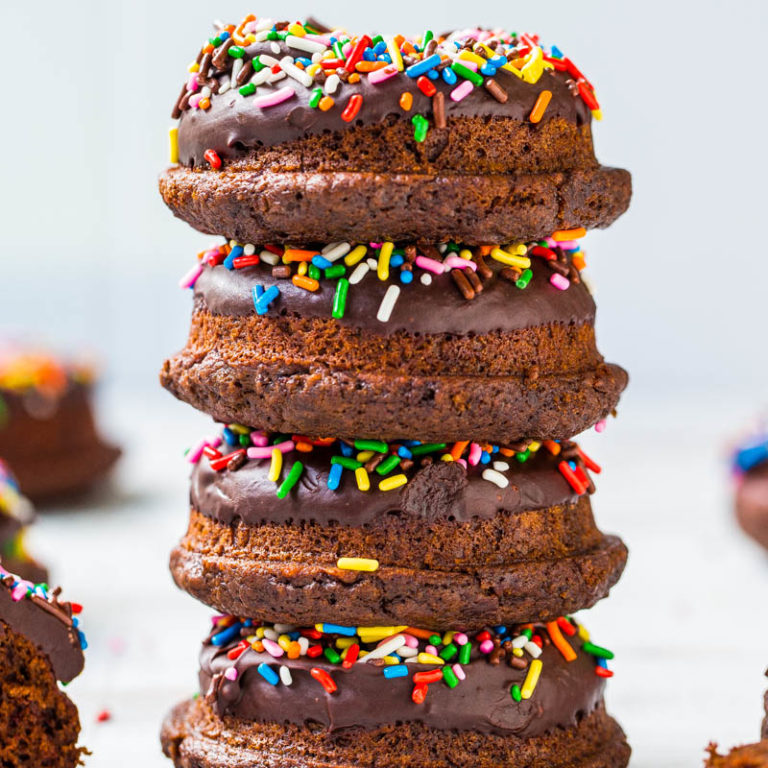 Baked Chocolate Sprinkle Donuts (+ Chocolate Ganache!) - Averie Cooks