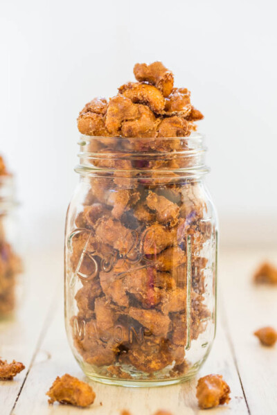 Cinnamon Sugar Candied Cashews - Averie Cooks