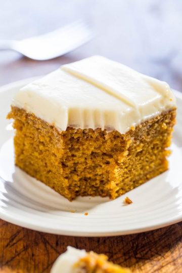 Spiced Pumpkin Cake with Cream Cheese Frosting - Averie Cooks
