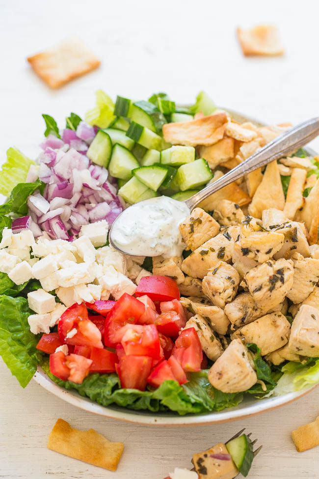 Greek Chicken Gyro Salad Meal Prep Instructions Averie Cooks Greek Chicken Gyro Salad Meal Prep Instructions Averie Cooks