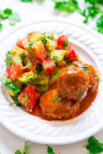 Mexican Meatballs (+ Tomato Avocado Salsa!) - Averie Cooks