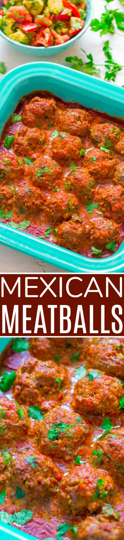 Mexican Meatballs (+ Tomato Avocado Salsa!) - Averie Cooks