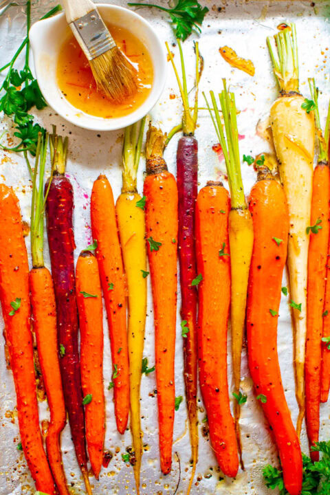 Roasted Orange Glazed Carrots - Averie Cooks