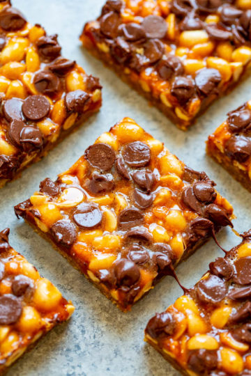Chewy Chocolate Peanut Candy Bars - Averie Cooks