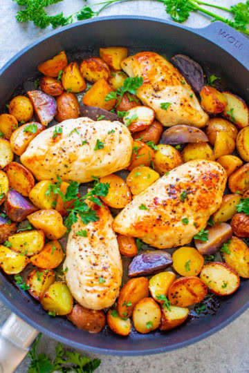 One-Pan Lemon Butter Chicken and Potatoes (Easy & Crispy) 🍋 - Averie Cooks