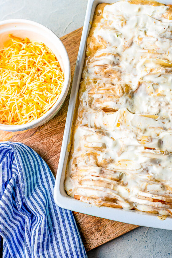 Three Cheese Scalloped Potatoes (Super Cheesy!) - Averie Cooks