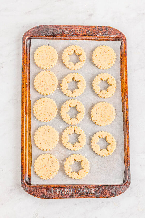 Snowflake Raspberry Linzer Cookies - Averie Cooks