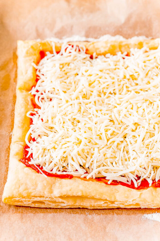 Quick & Easy Puff Pastry Pizza - Averie Cooks