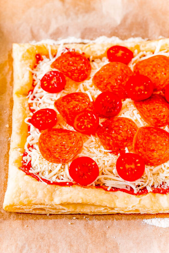 Quick & Easy Puff Pastry Pizza - Averie Cooks