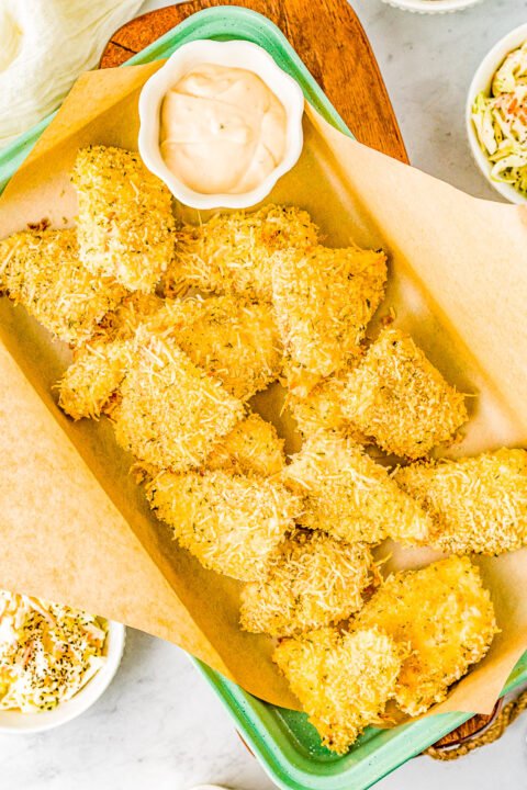 Parmesan Fish Nuggets (+ Dipping Sauce) - Averie Cooks