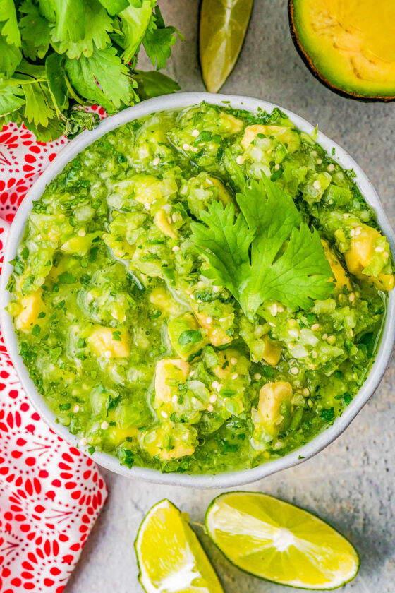 Chunky Tomatillo Avocado Salsa - Averie Cooks
