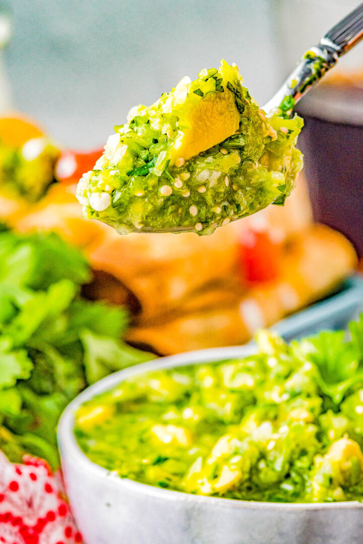 Chunky Tomatillo Avocado Salsa - Averie Cooks