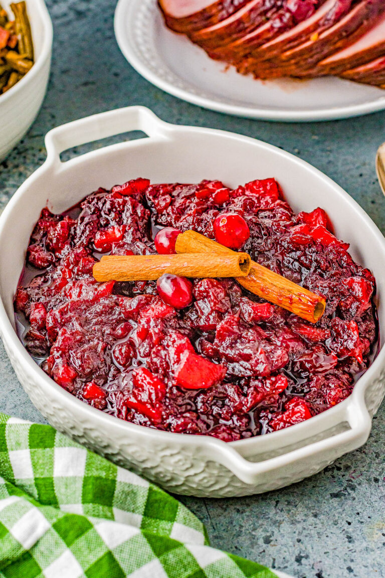 Spiced Cranberry Sauce with Apples - Averie Cooks