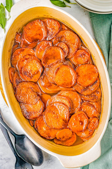 Easy Oven Baked Candied Yams - Averie Cooks