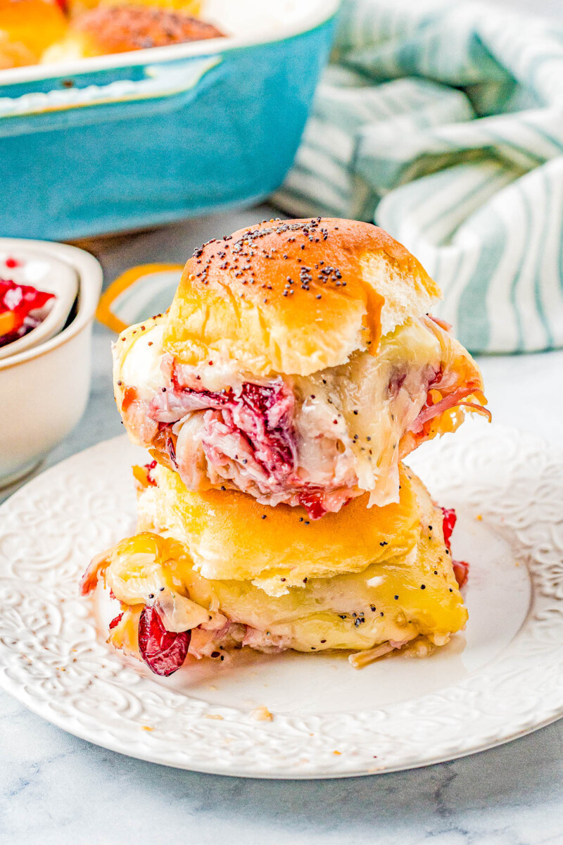 Pull-Apart Turkey and Cheese Sliders - Averie Cooks