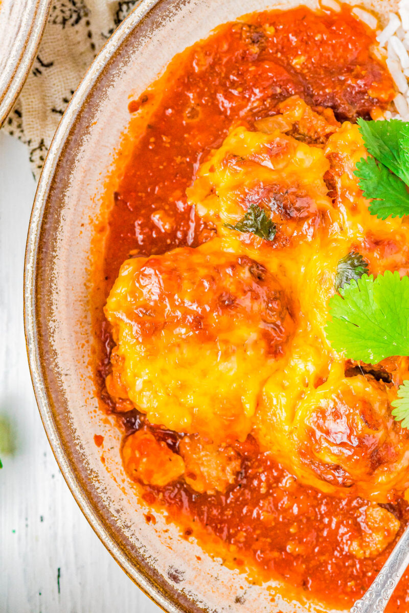 Cheesy Tex Mex Meatballs (with Beef & Pork) - Averie Cooks