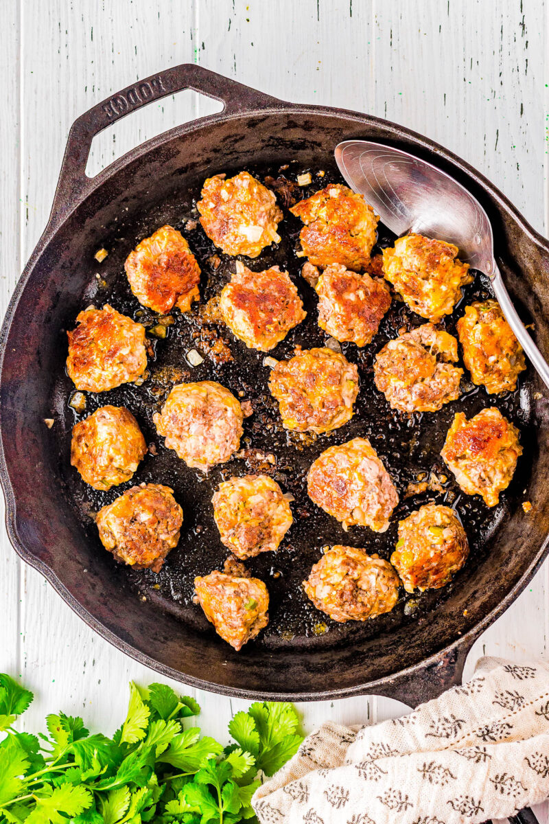 Cheesy Tex Mex Meatballs (with Beef & Pork) - Averie Cooks