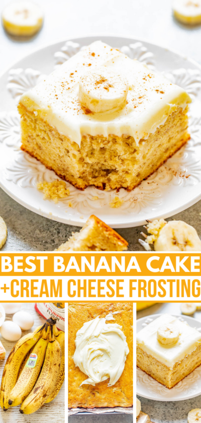 Best Banana Cake with Cream Cheese Topping - Averie Cooks