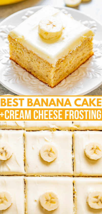 Best Banana Cake with Cream Cheese Topping - Averie Cooks