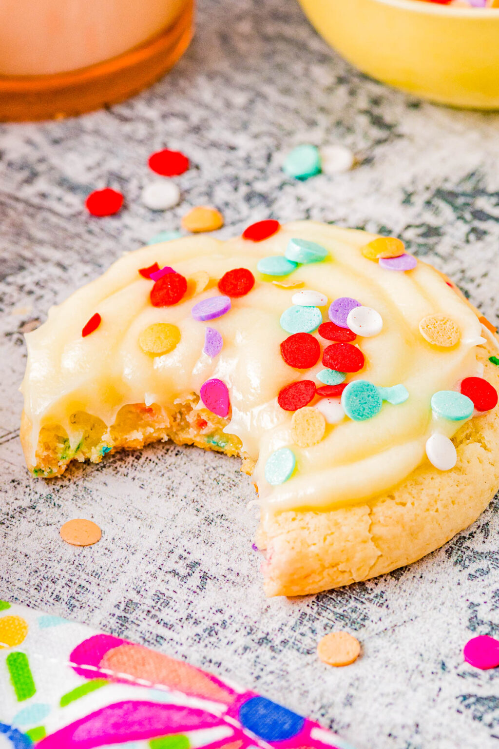 Frosted Funfetti Cake Mix Cookies - Averie Cooks