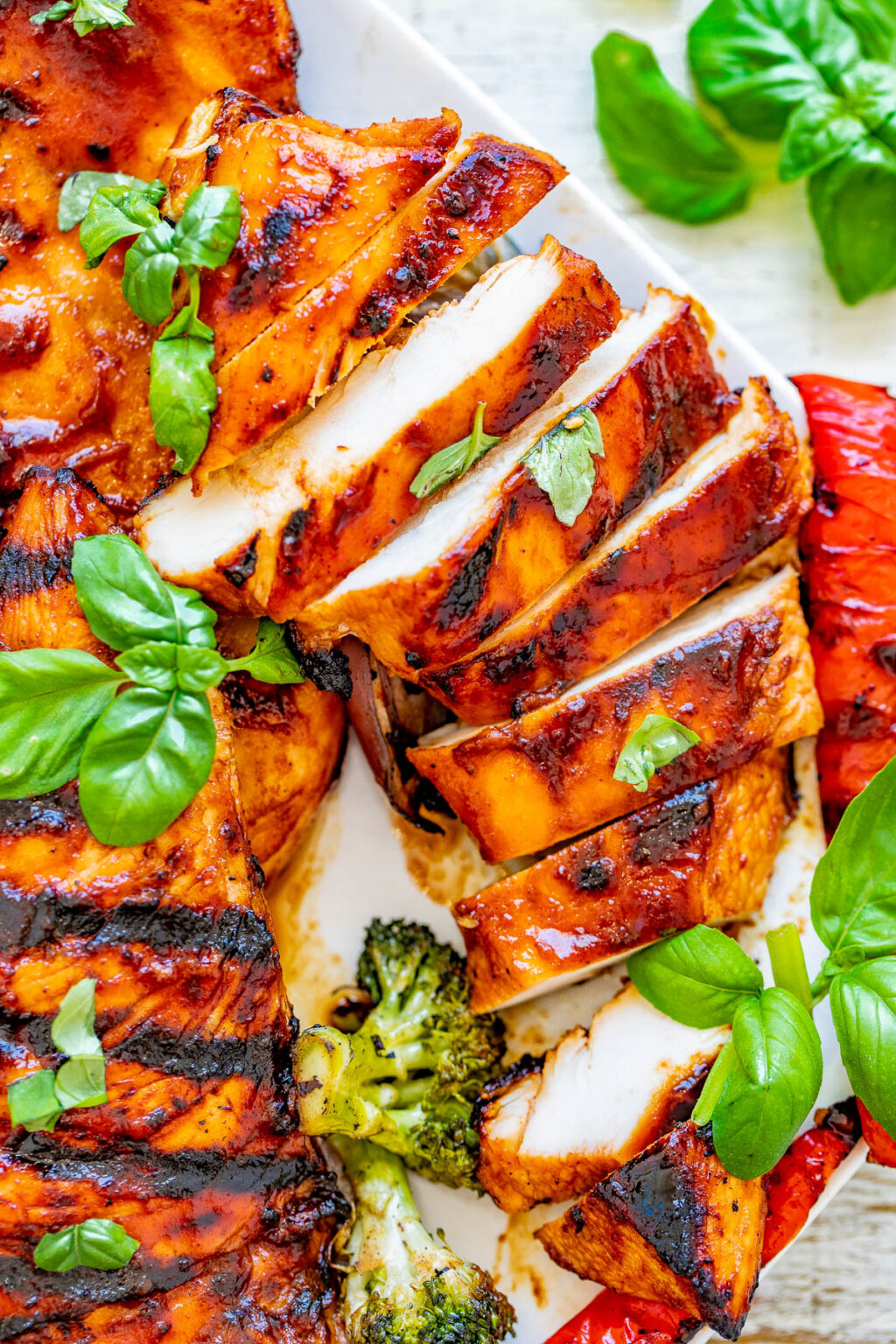 Spicy-Sweet Grilled Basil Chicken with Veggies - Averie Cooks