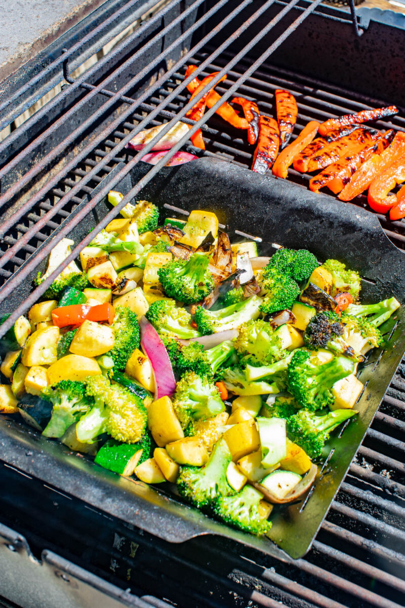 Spicy-Sweet Grilled Basil Chicken with Veggies - Averie Cooks