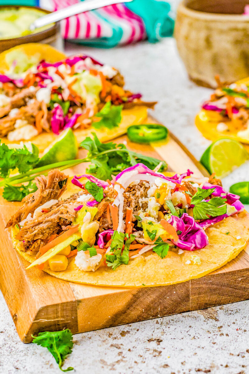 Pulled Pork Tacos (+ Toppings!) - Averie Cooks