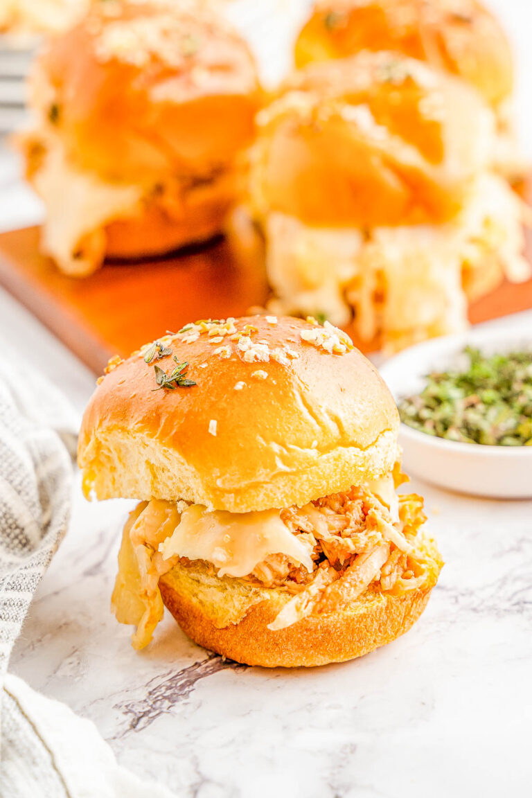 Quick & Easy BBQ Chicken Sliders - Averie Cooks