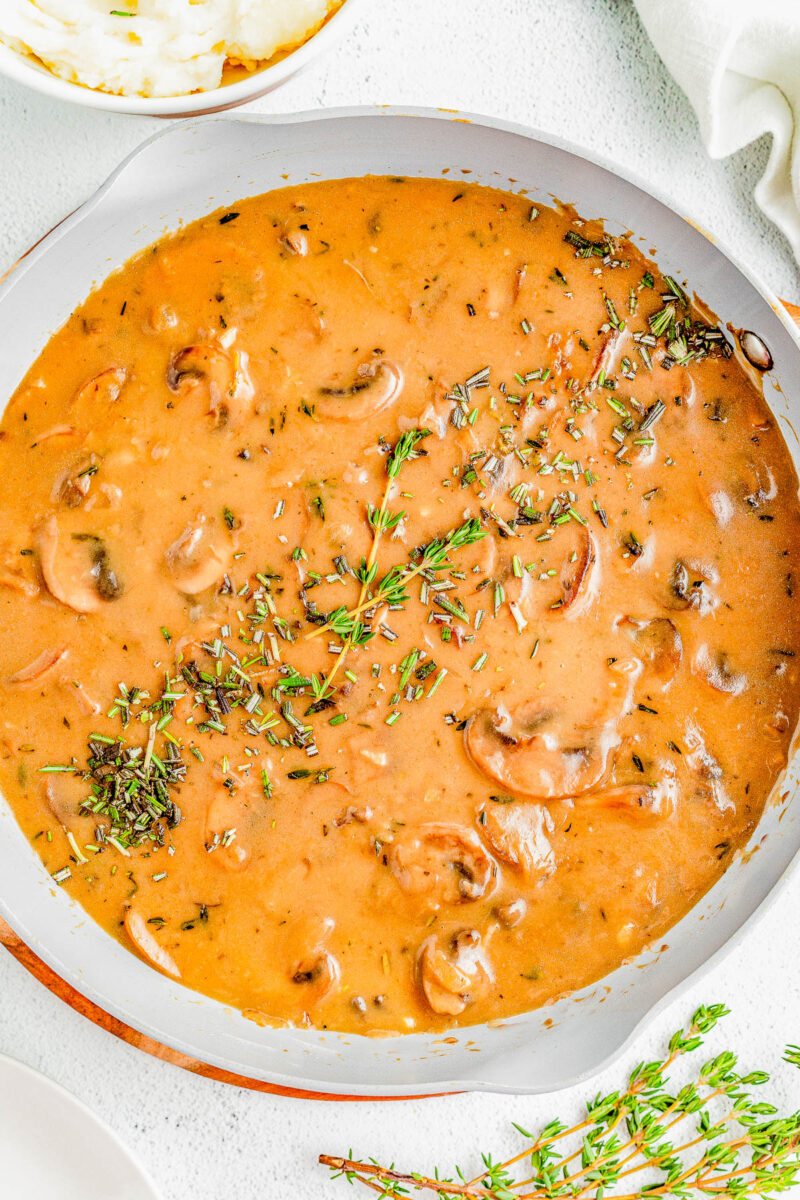 Quick Mushroom Gravy (No Drippings!) - Averie Cooks