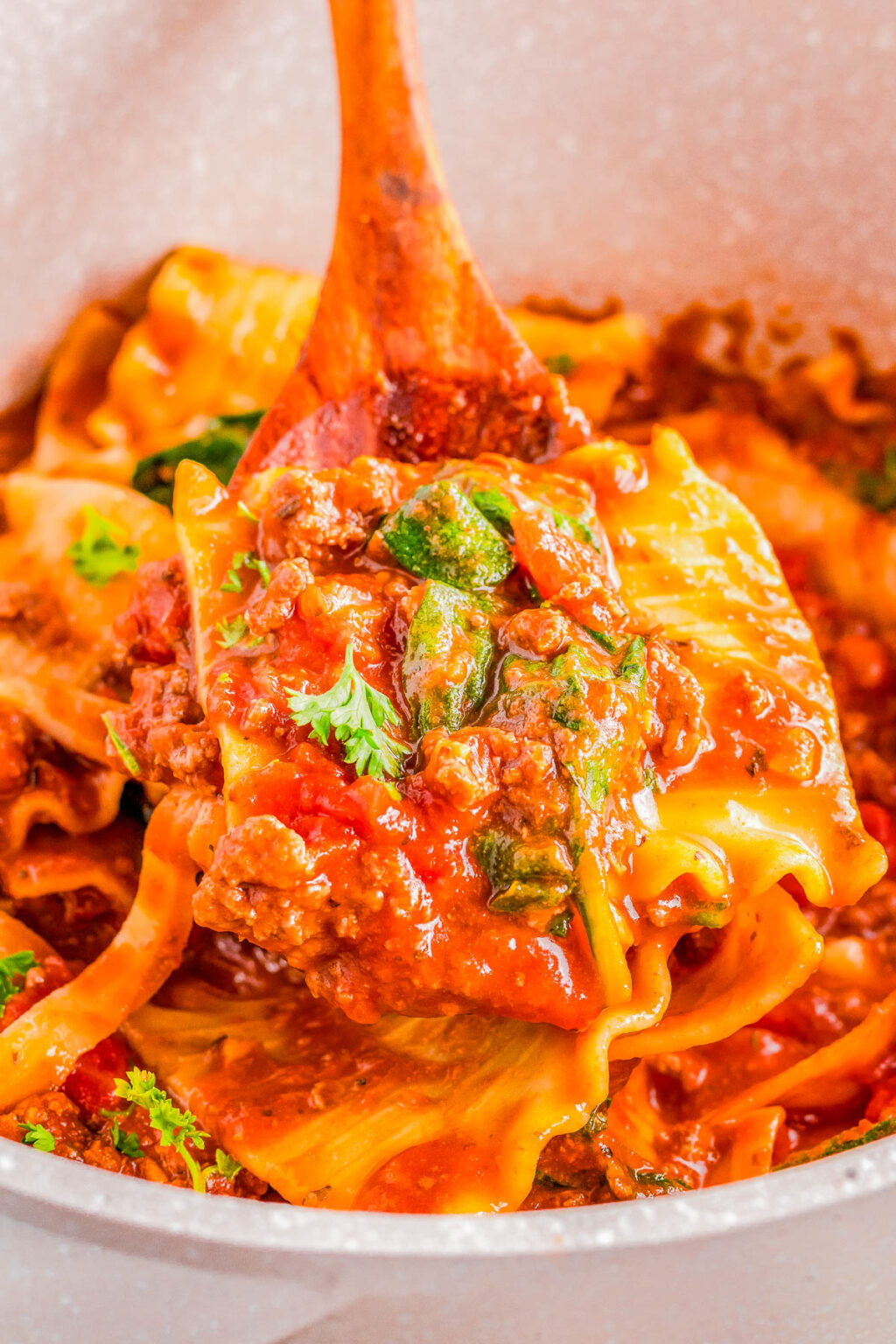 Easy One-Pot Lasagna Soup with Ground Beef - Averie Cooks