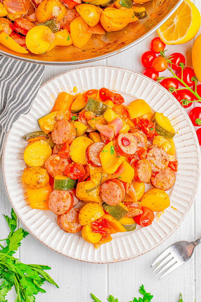 30-Minute Sausage and Veggie Skillet - Averie Cooks