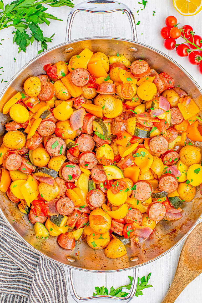 30-Minute Sausage and Veggie Skillet - Averie Cooks