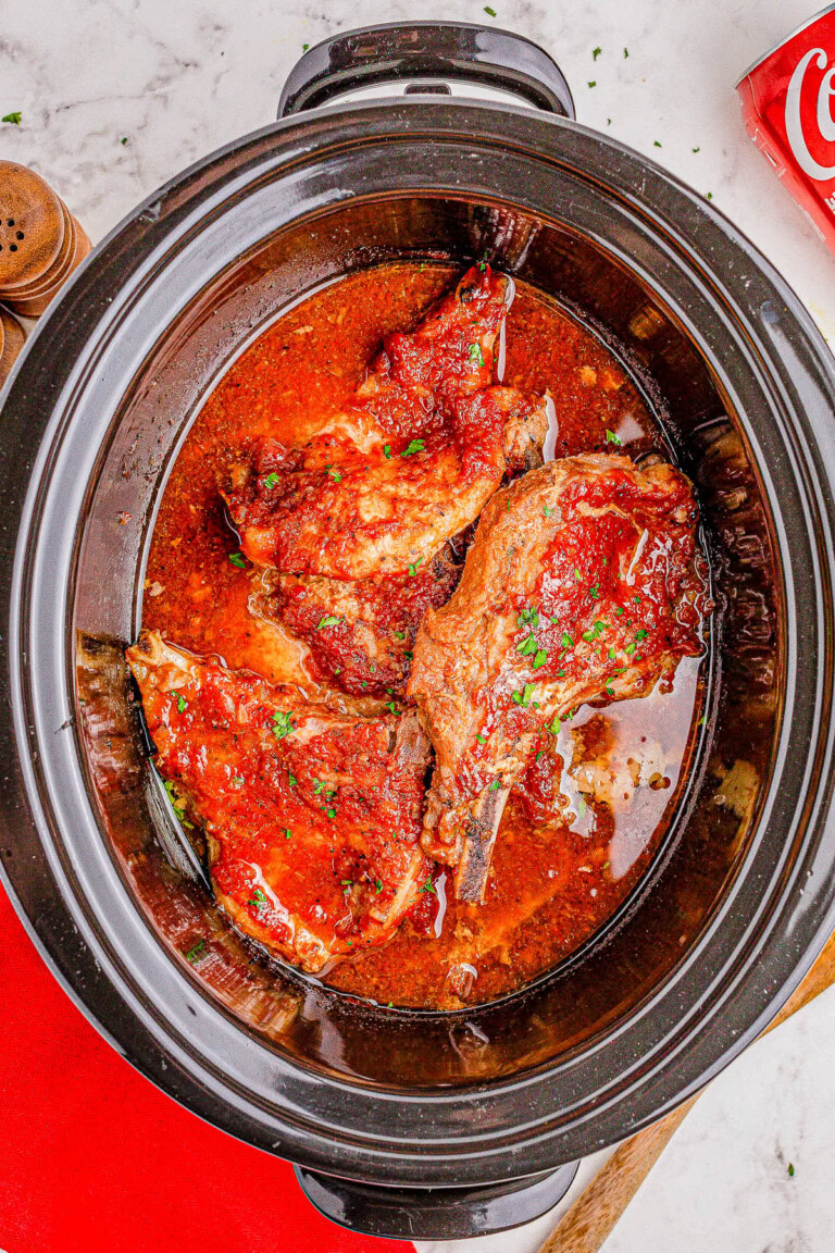 Crockpot Coca Cola Pork Chops - Averie Cooks