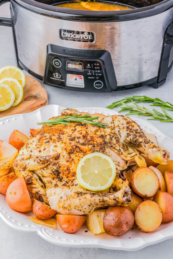 Easy Crockpot Whole Chicken - Averie Cooks