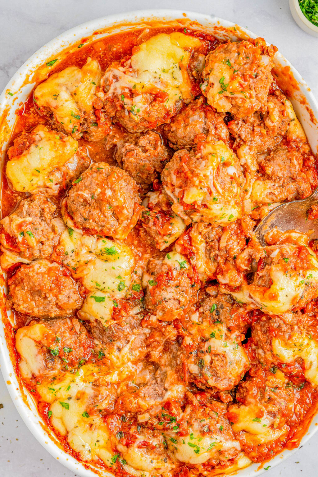 Cheesy Meatball Casserole - Averie Cooks