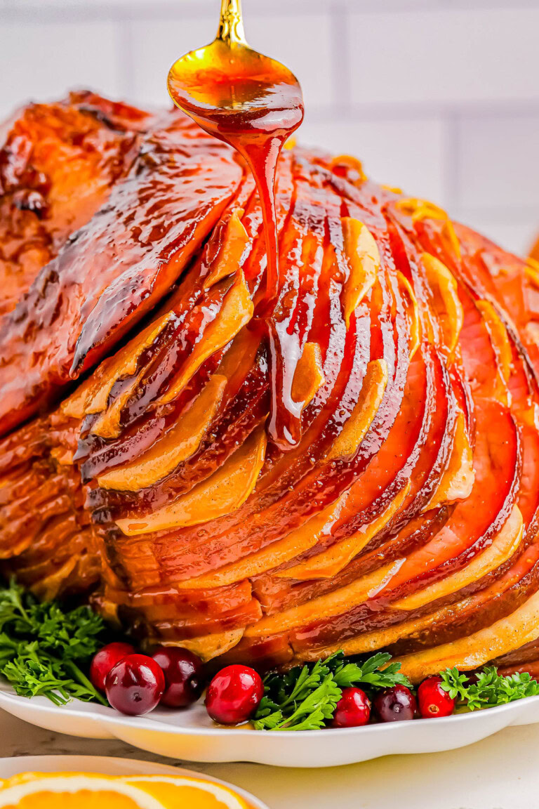 Glazed Apple Spiral Ham - Averie Cooks