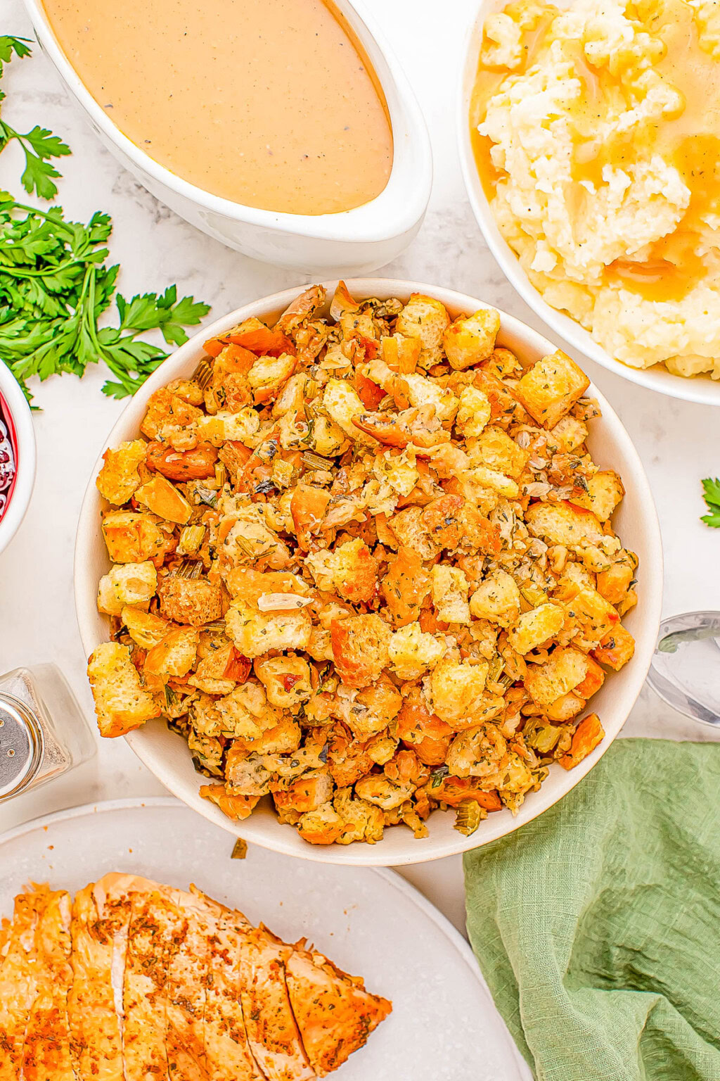 Easy Slow Cooker Stuffing - Averie Cooks