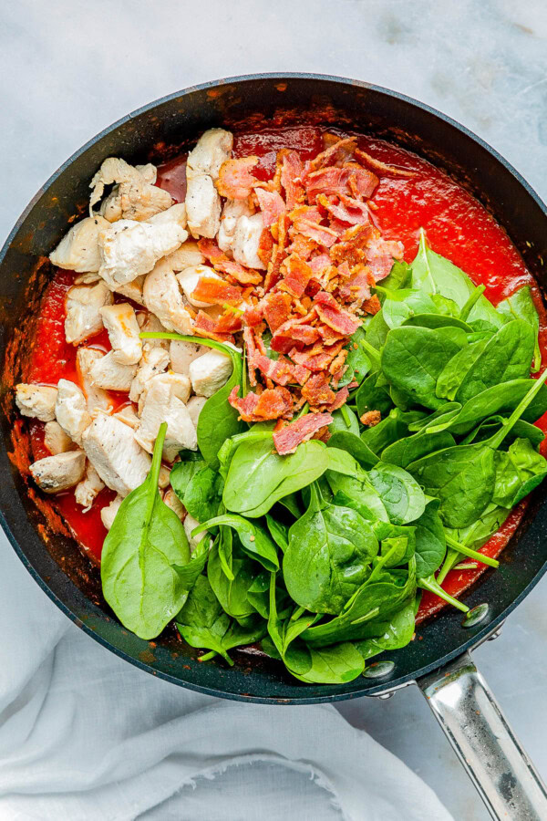 Chicken and Bacon Pasta Casserole - Averie Cooks