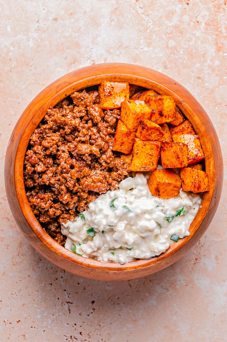 Viral Sweet Potato Beef Bowl (with Cottage Cheese!) - Averie Cooks