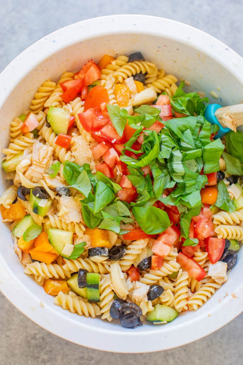 Turkey Basil Pasta Salad - Averie Cooks