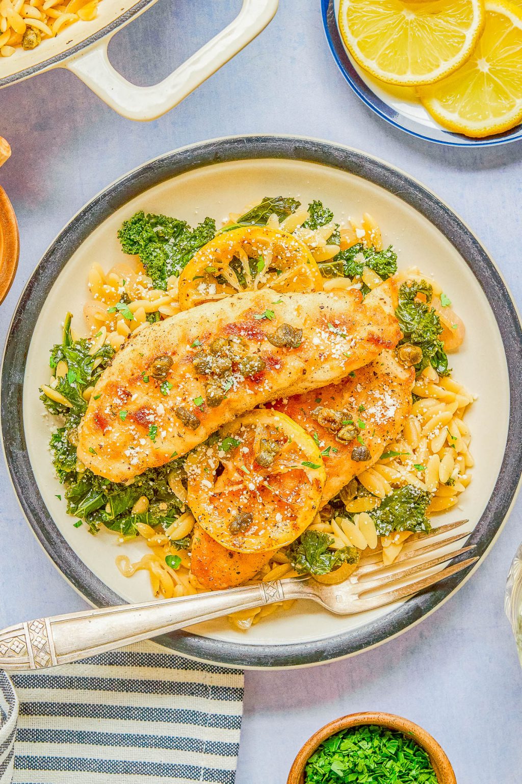 One-Pan Chicken Piccata and Orzo - Averie Cooks