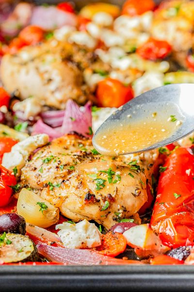 Greek Sheet Pan Chicken (Flexible Recipe!) - Averie Cooks