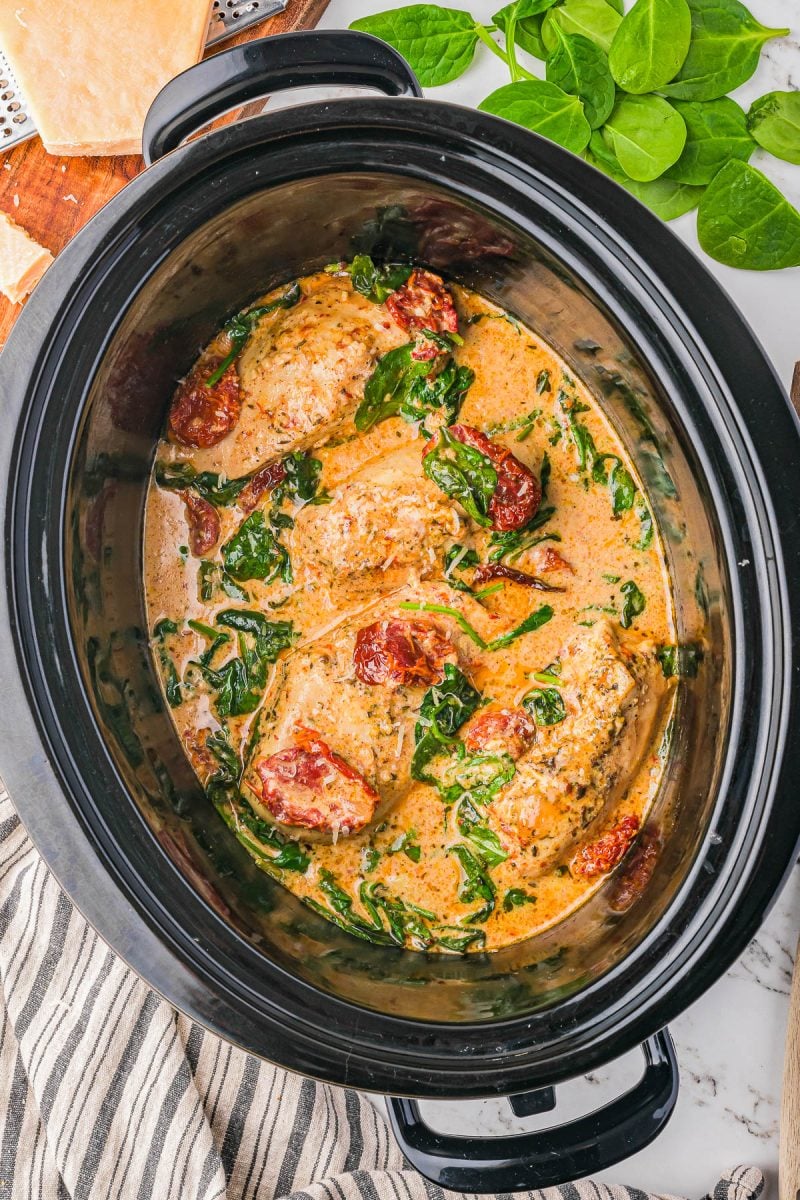 Creamy Slow Cooker Tuscan Chicken (Set It & Forget It!) - Averie Cooks
